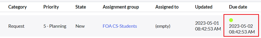Due Date reminder colors in ServiceNow list view - ServiceHub